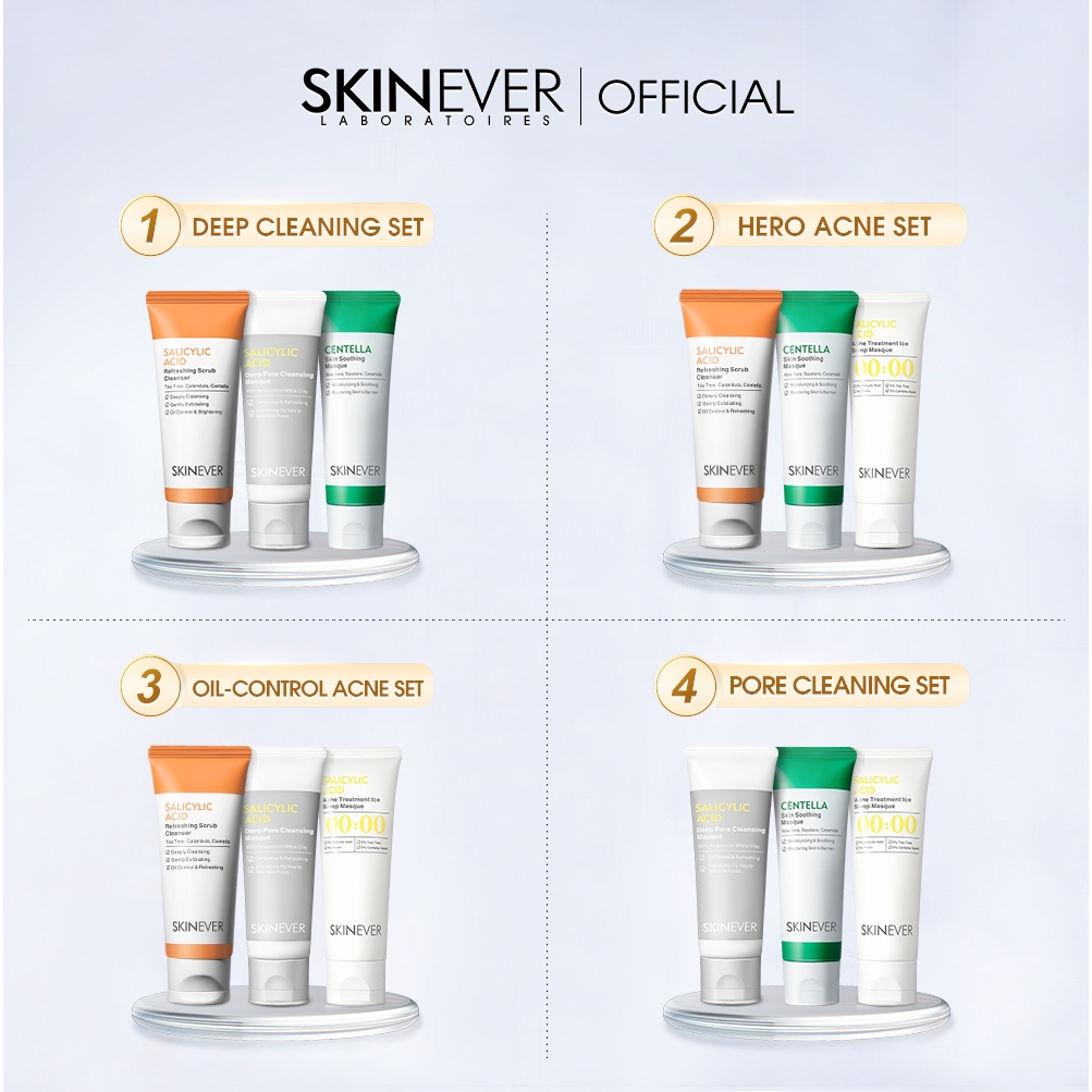SKINEVER 3pcs Packet Skincare With Scrub Facial Cleanser Pores Cleaning ...