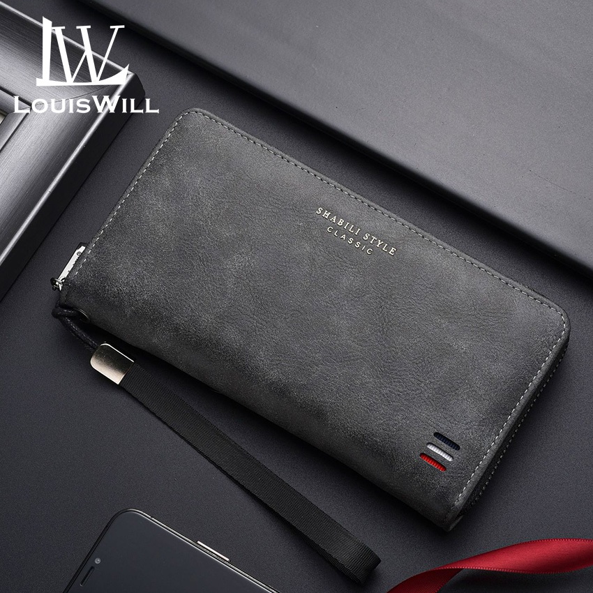 LouisWill Men's Long Wallet Soft PU Long Wallet Multi-Functional Wallet ...