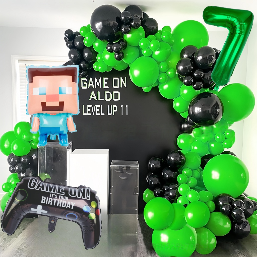 Minecraft Balloons Set Steven Game Handle Theme Party Balloon Garland ...
