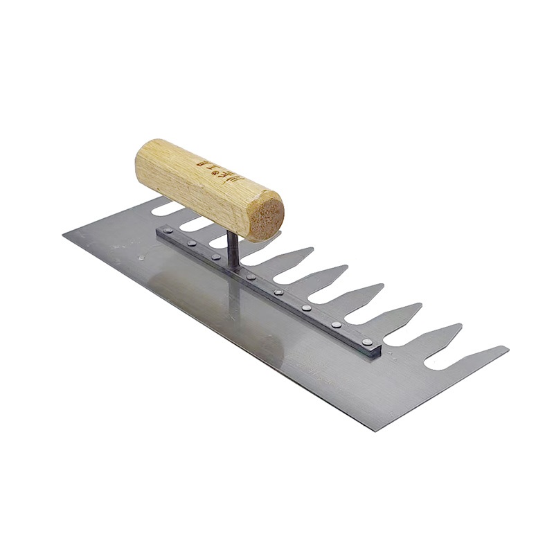 Left large rake tooth Plastering Trowel Wood handle Carbon steel blade ...