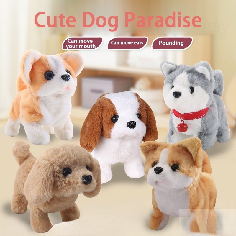 COD Electric Plush Dog Toy for Kids Simulation Teddy Corgi Dog Tail ...