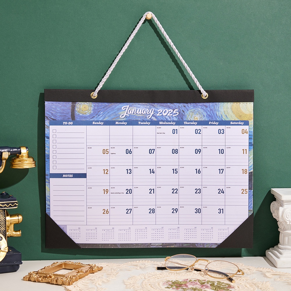 2025 Vintage Painting Wall Calendar Transparent Waterproof Cover ...