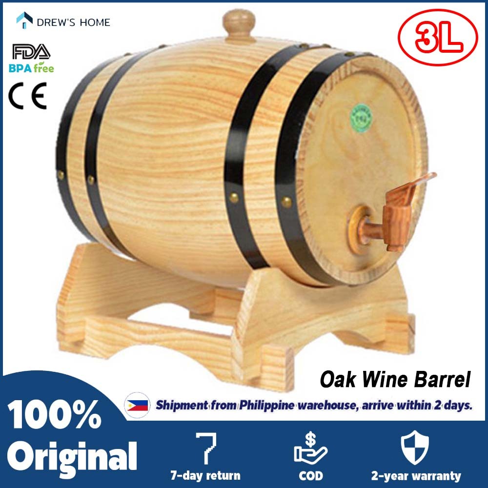 【Local Warehouse+COD】3L Oak Pine Wine Barrel Storage Special Barrel ...