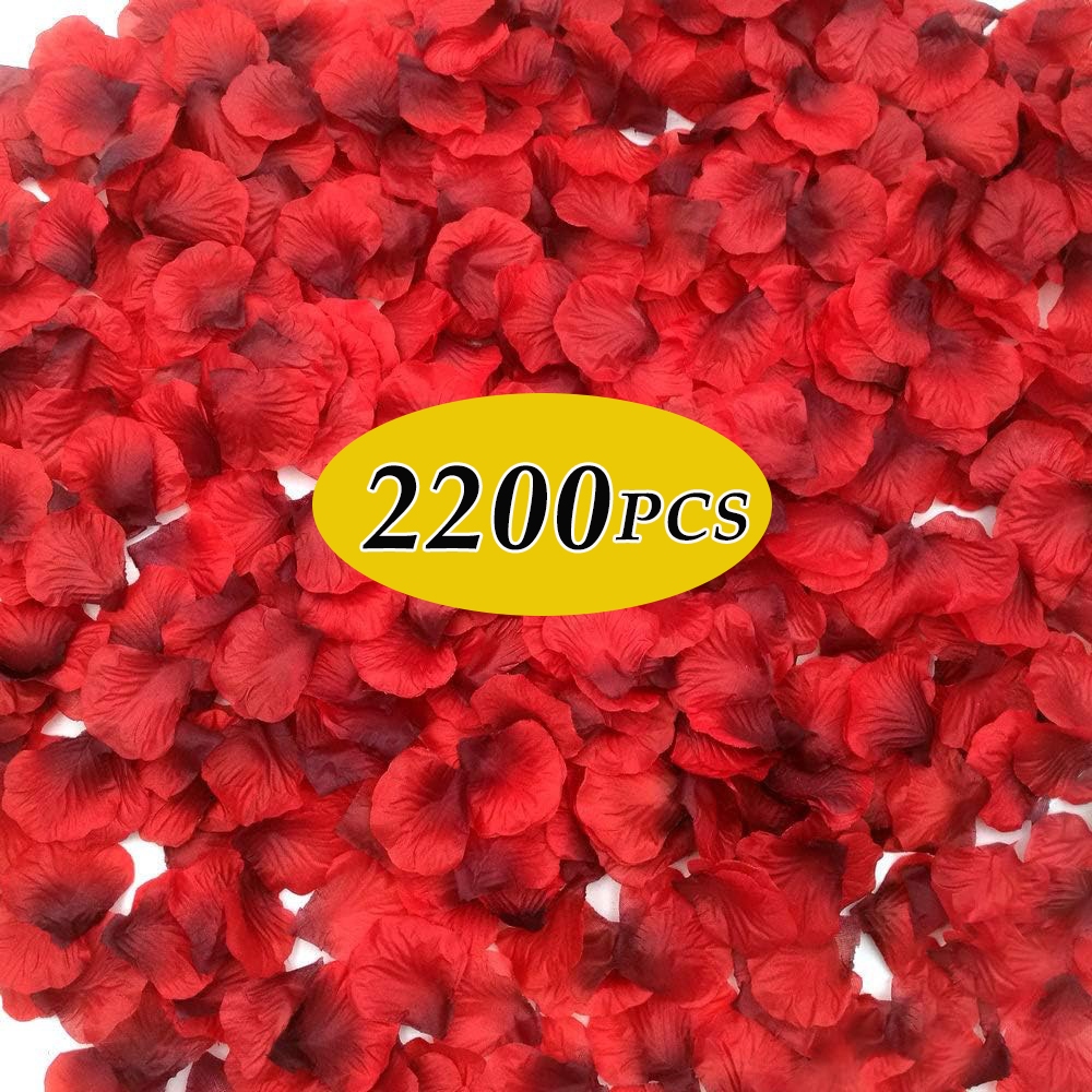 2200PCS Dark Red Silk Rose Petals Artificial Fake Rose Petals for ...