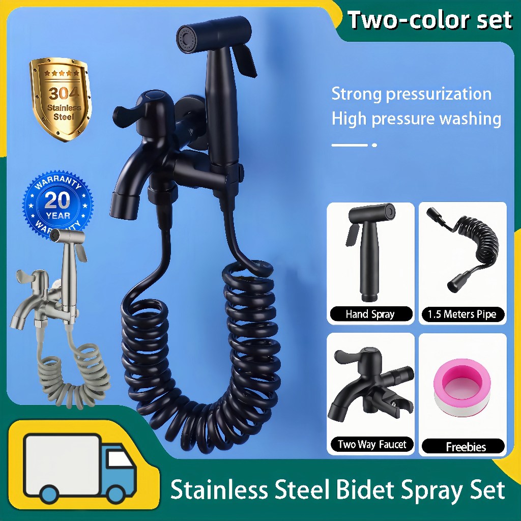 Stainless steel 304 bidet spray set hand bidet two way paip toilet pipe ...