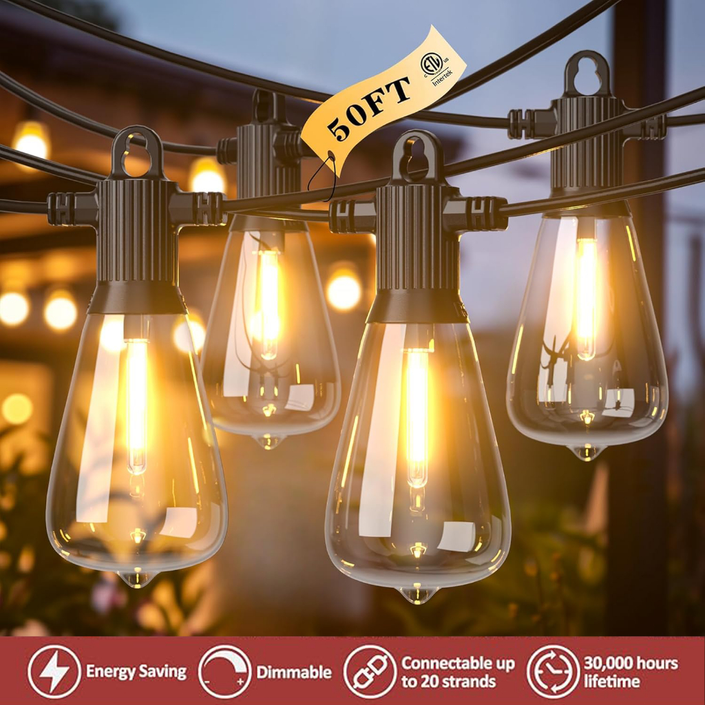 15M/10M Christmas Outdoor String Lights ST38 Dimmable LED String Lights ...