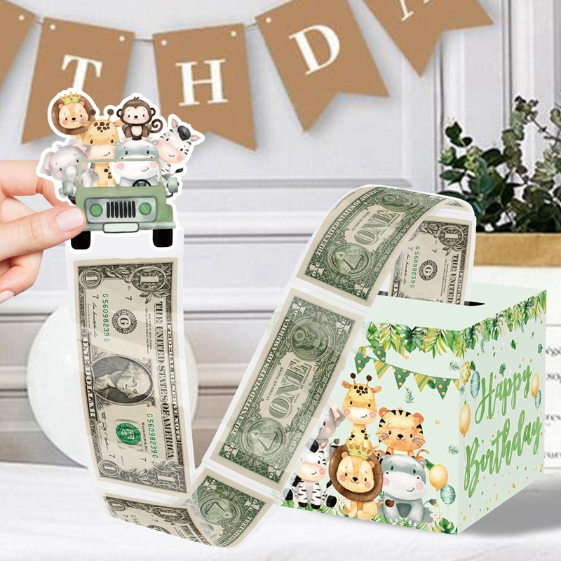 Safari Jungle Birthday Cash Box Lion Pattern Money Box Wild One Safari ...