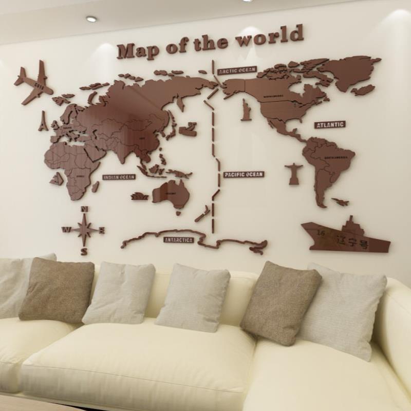 Acrylic 3d World Map Living Room Decoration Painting Office Shop Wall ...