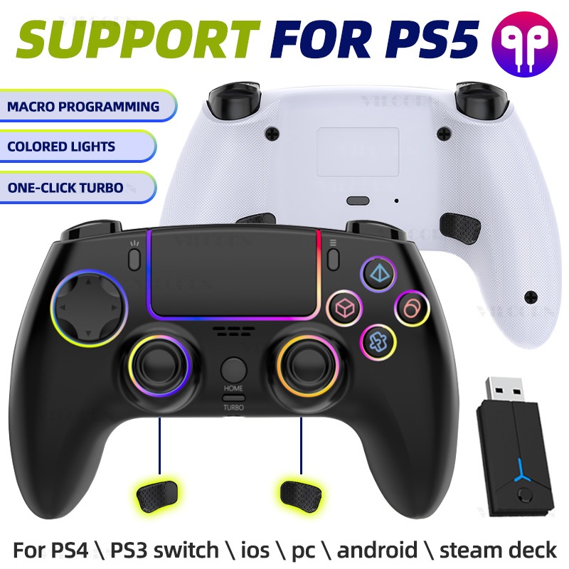 2025 NEW VILCORN RGB Light Effect Wireless Controller for PS5/PS4/PS3/Switch/PC/Steam Deck Turbo ...