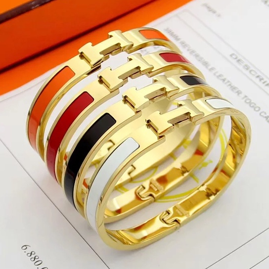 8mm H H-shaped Buckle Bracelet H Bangle Many Colours (no box) | Shopee ...