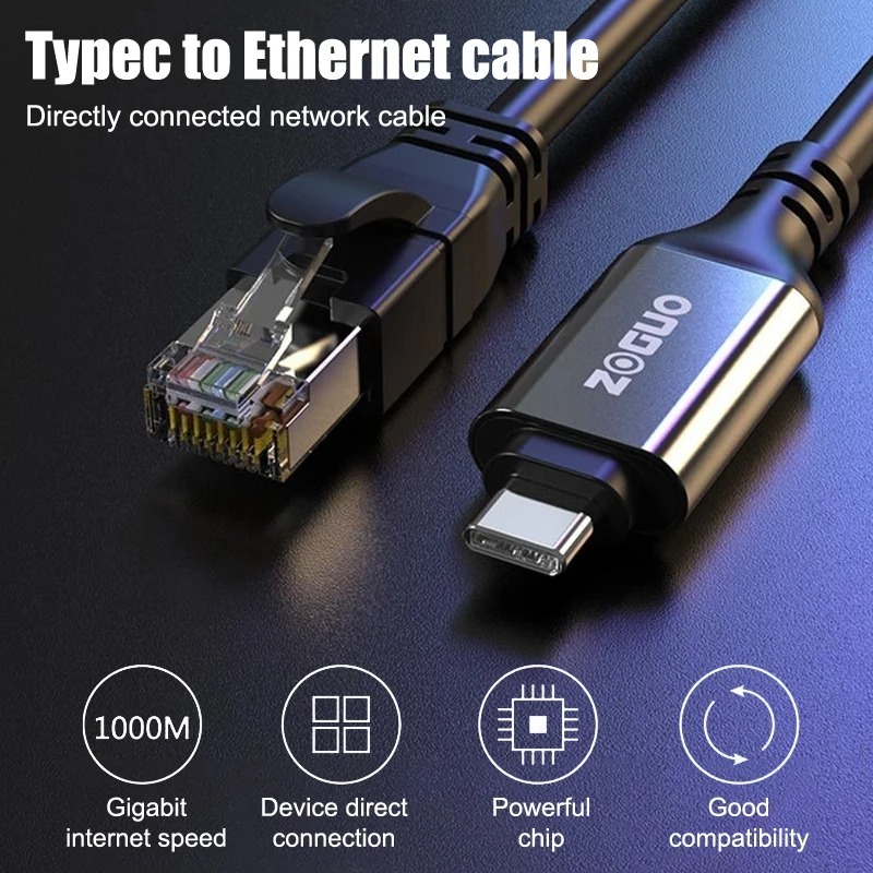 1m 2m 3m 5m 10m USB Type C To RJ45 Ethernet Cable 100m 1000m USB3.0 ...