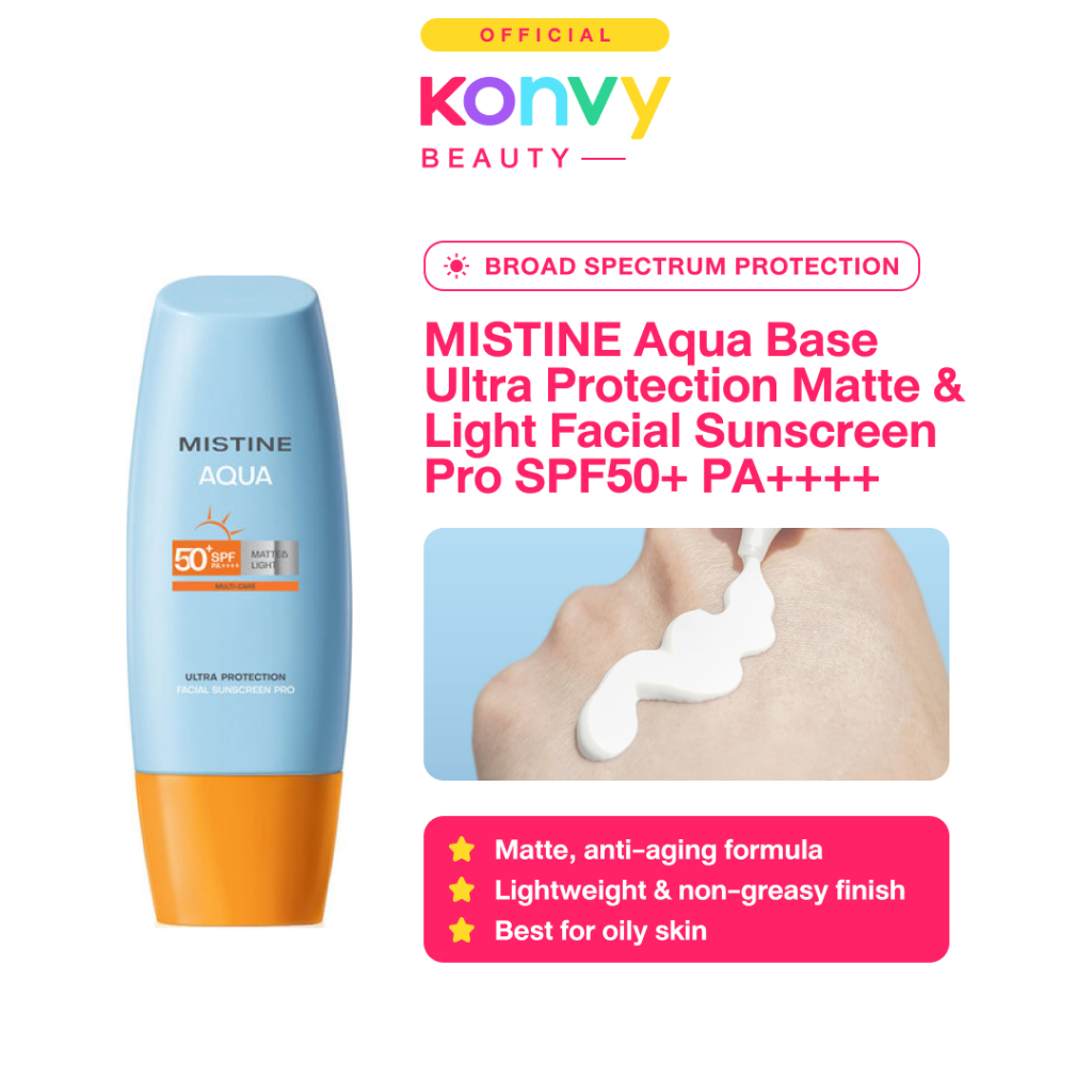 MISTINE Aqua Base Ultra Protection Matte & Light Facial Sunscreen Pro ...