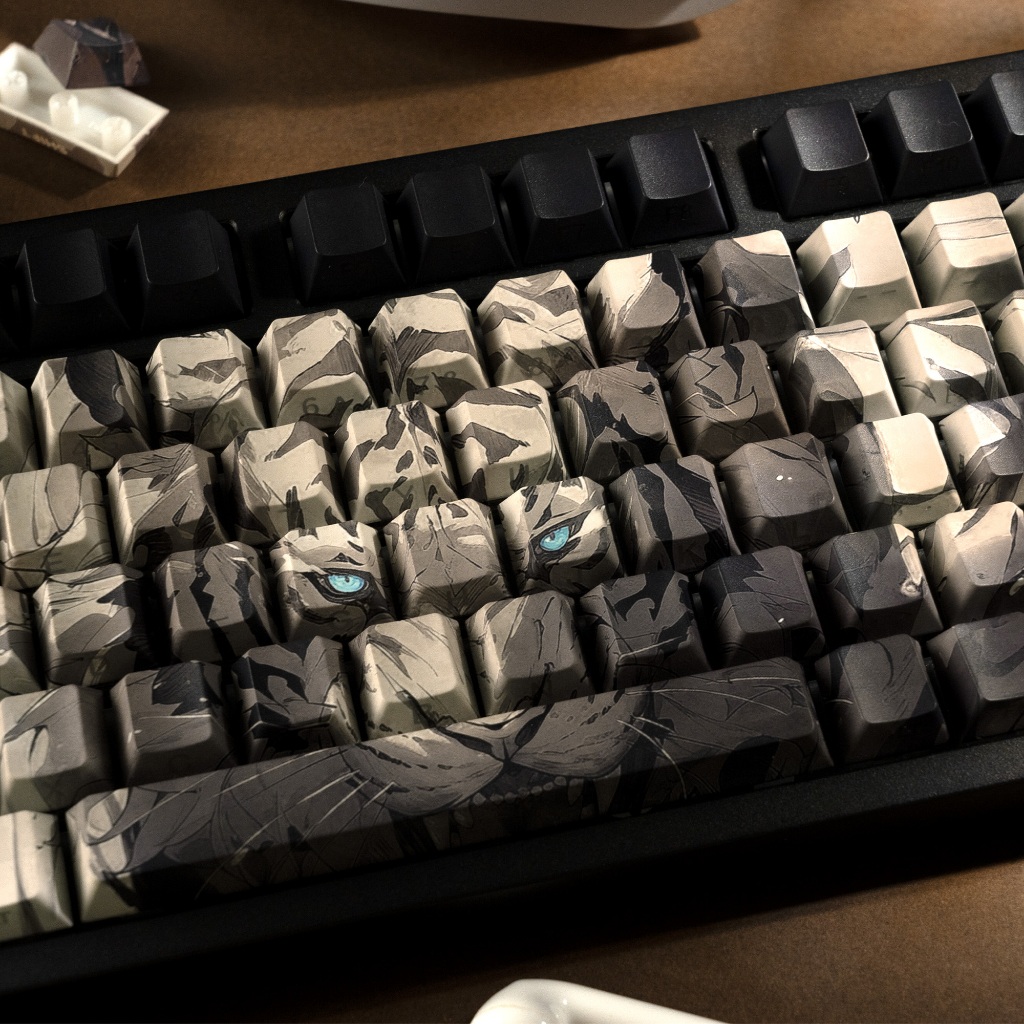 XVX grey tiger Cherry Profile Double shot Dye-Sub PBT Keycap Set 131 ...