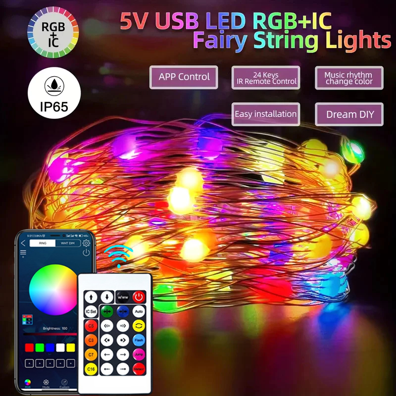 5/10M Minetom Color Changing Fairy String Lights Rgb Leather Wire Light ...