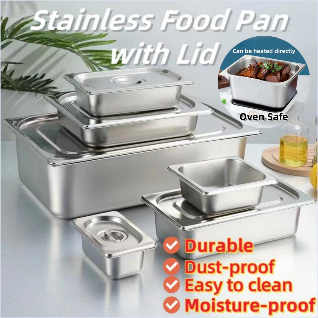 304 Stainless Steel Food Tray Storage Container Box Commercial Buffet ...
