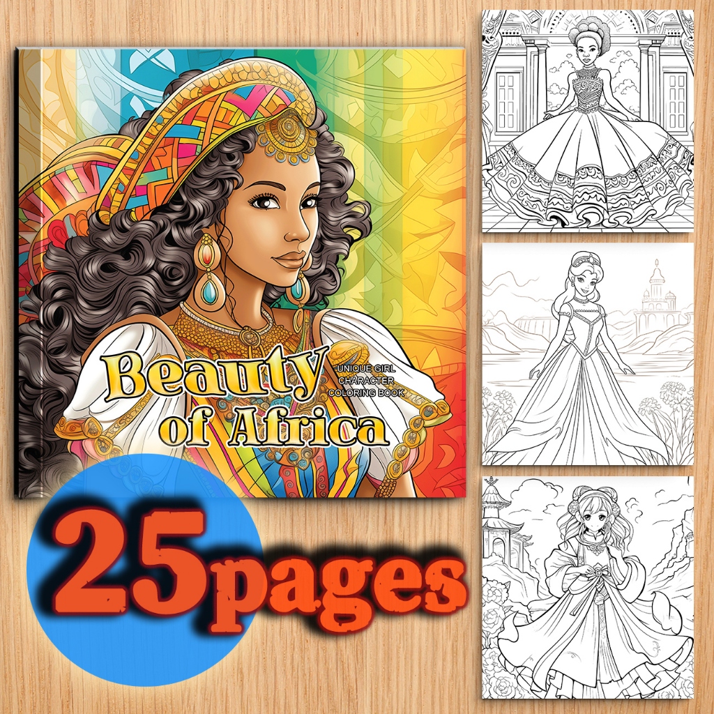 Africa Charm Coloring Book | Charming African Beauty And Tribe Princess ...