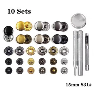 Leather Snap Fasteners Kit 15mm 831 Metal Button Snaps Press Studs and ...