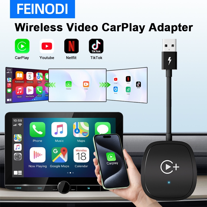 FEINODI Wireless CarPlay/Android Auto adapter ay nagko-convert na wired ...