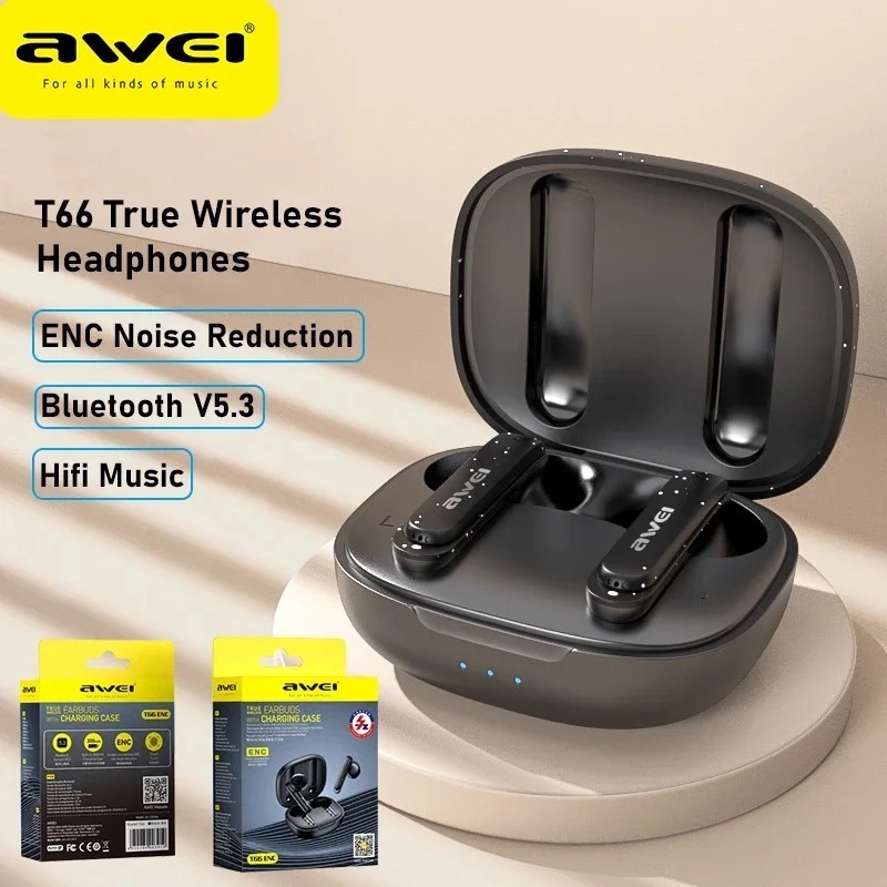 Awei T66 ENC TWS Bluetooth Earphone Stereo Sports Earphones Wireless ...