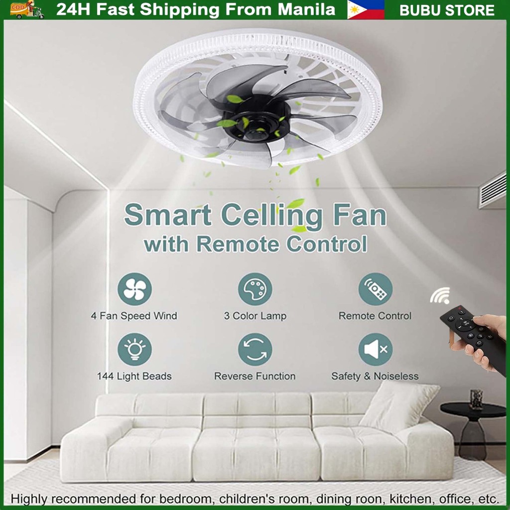 Ceiling Fan with LED Light for Living Room Modern Design Ceiling Fan ...