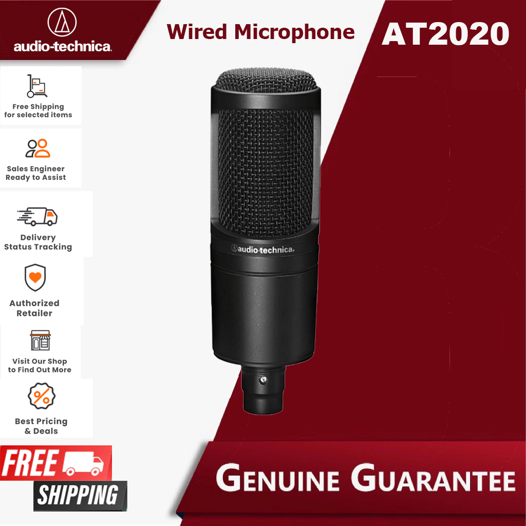 Audio Technica AT2020 Cardioid Medium Diaphragm Condenser Mic ...