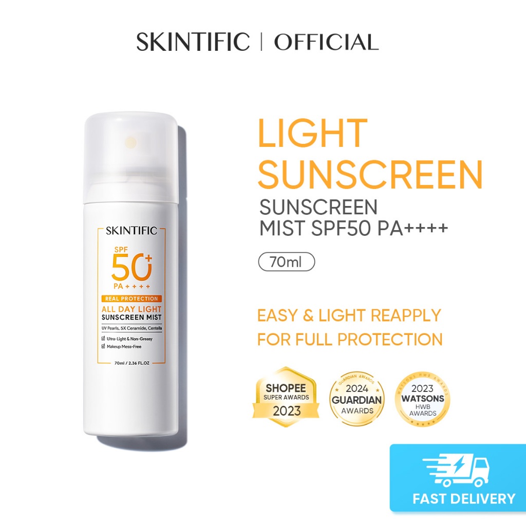 [GLOBAL] SKINTIFIC All Day Light Sunscreen Mist SPF50 PA++++ Sunscreen Whitening Sunblock Spray ...