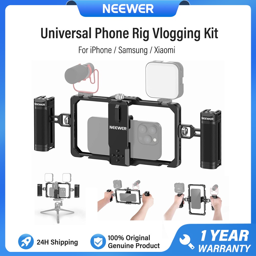 NEEWER Upgraded Phone Cage Video Rig Kit with Dual Side Handles Grip ...