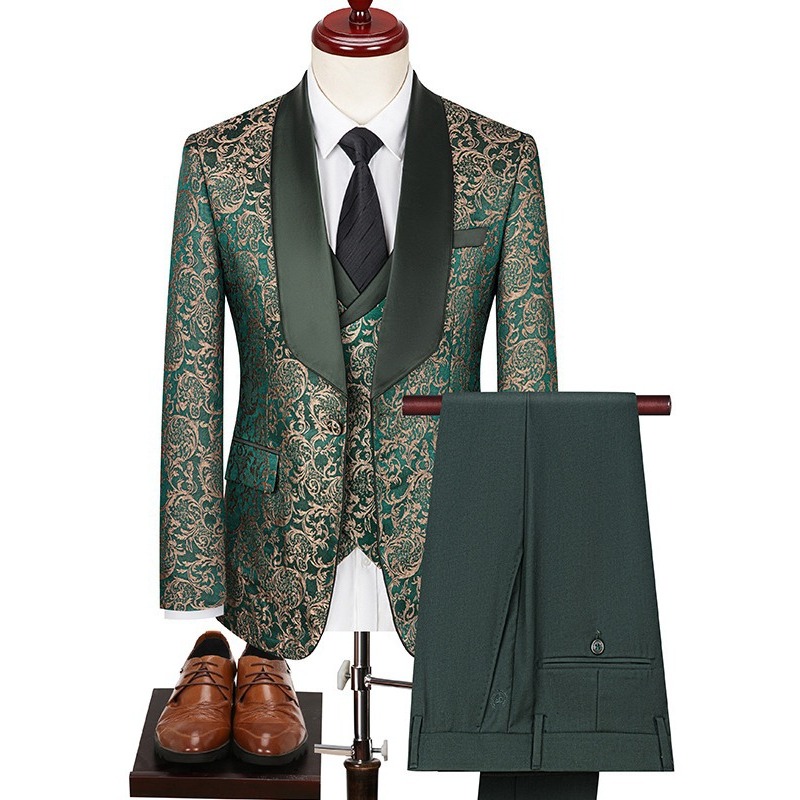 Spring 2025 Cross-border Plus-size Men's Jacquard Suit Wedding Dress ...
