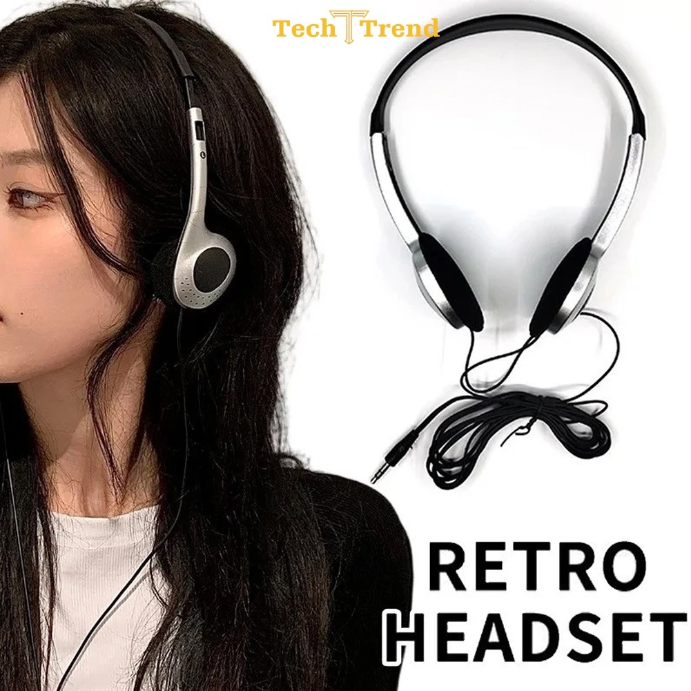 3.5mm Y2k Retro Headphone Over Ear Earbud Headphones Classic Blue Black ...