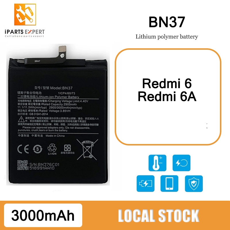 【Local Stock】IPARTSEXPERT BN37 3000 mAh for Xiaomi Redmi 6 Redmi6 Redmi ...