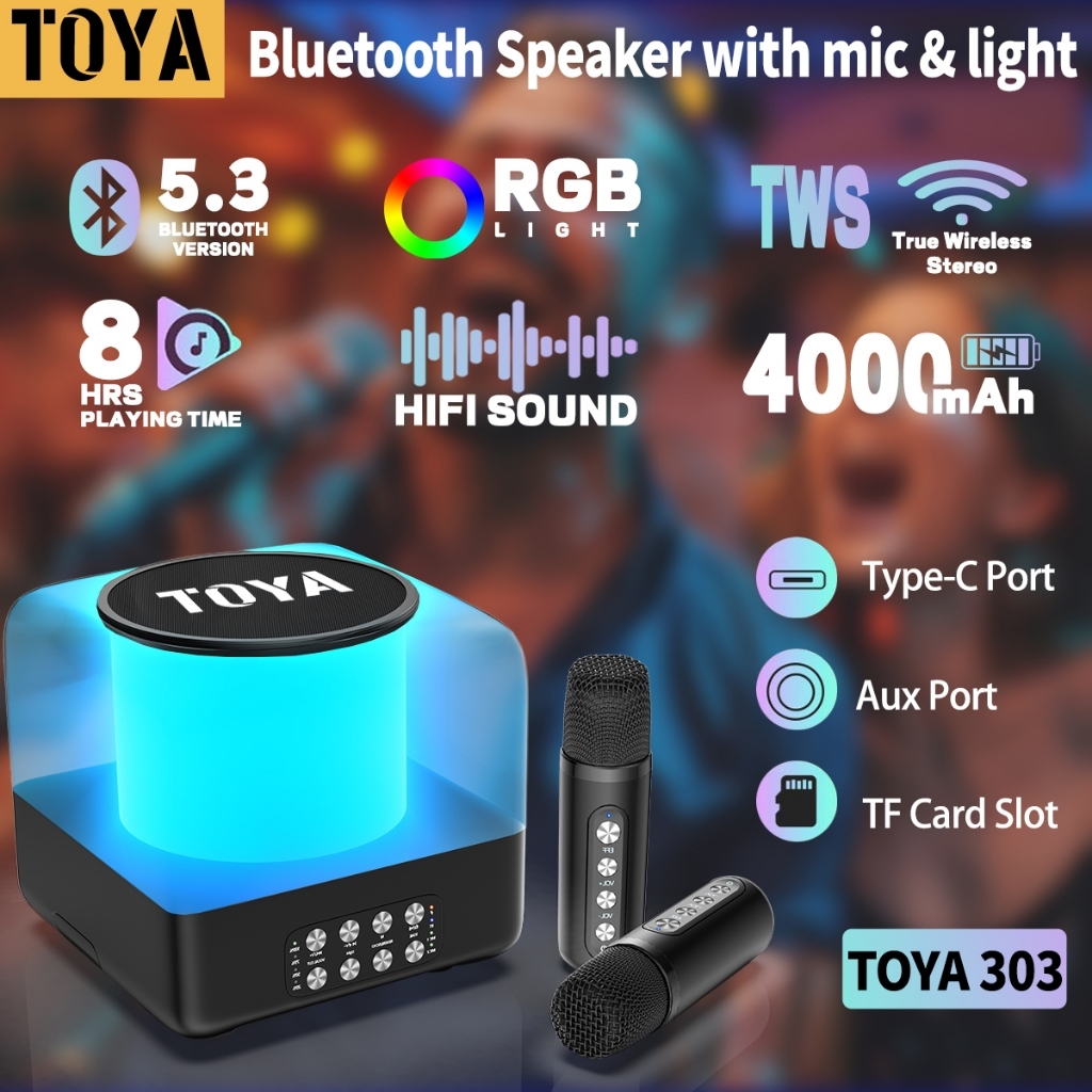 Toya 303 Bluetooth Speaker With Microphone Rhythm-Synced LED Lights ...