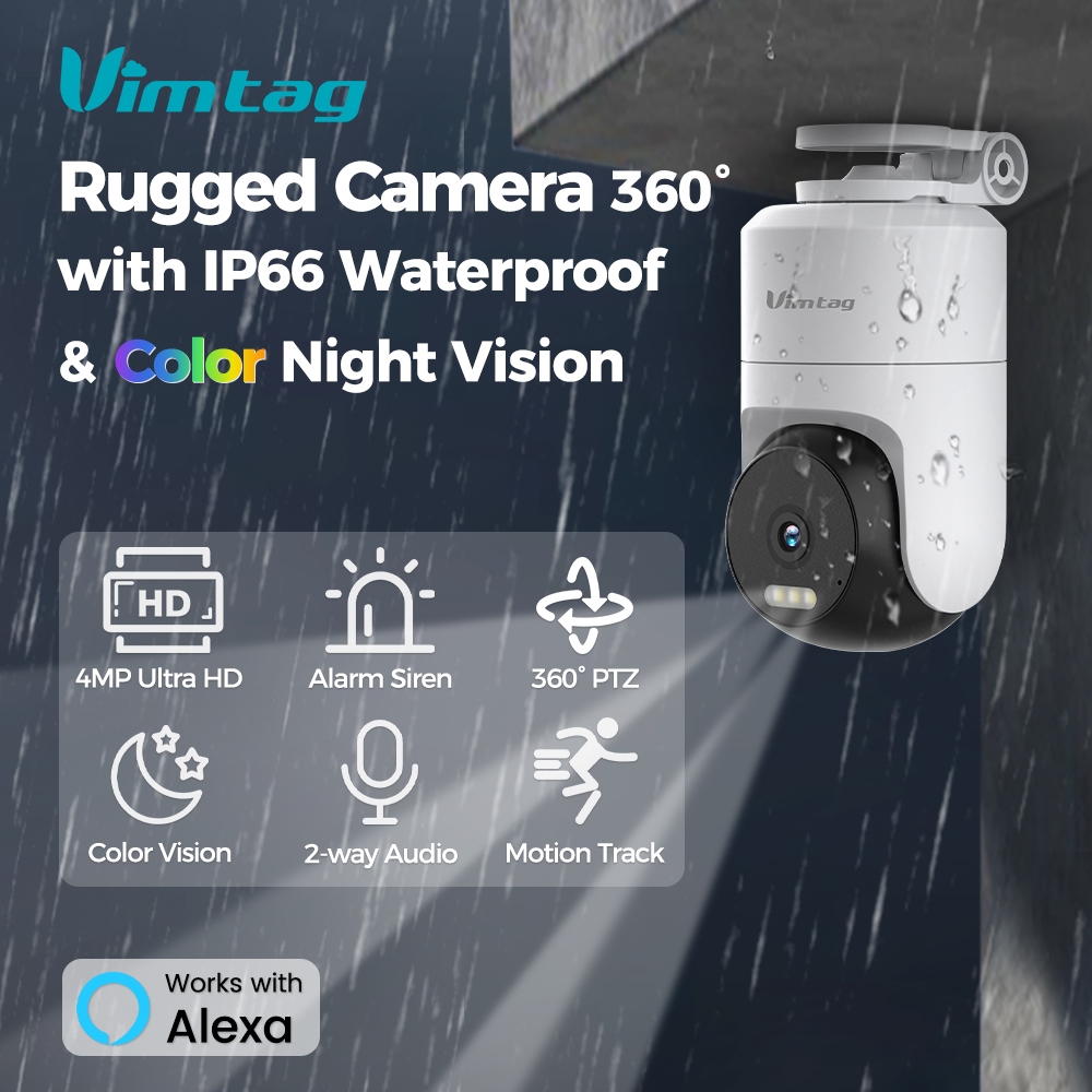 CCTV Camera Outdoor VIMTAG 2.5K Smart Camera WIFI 360° Auto Track Color ...