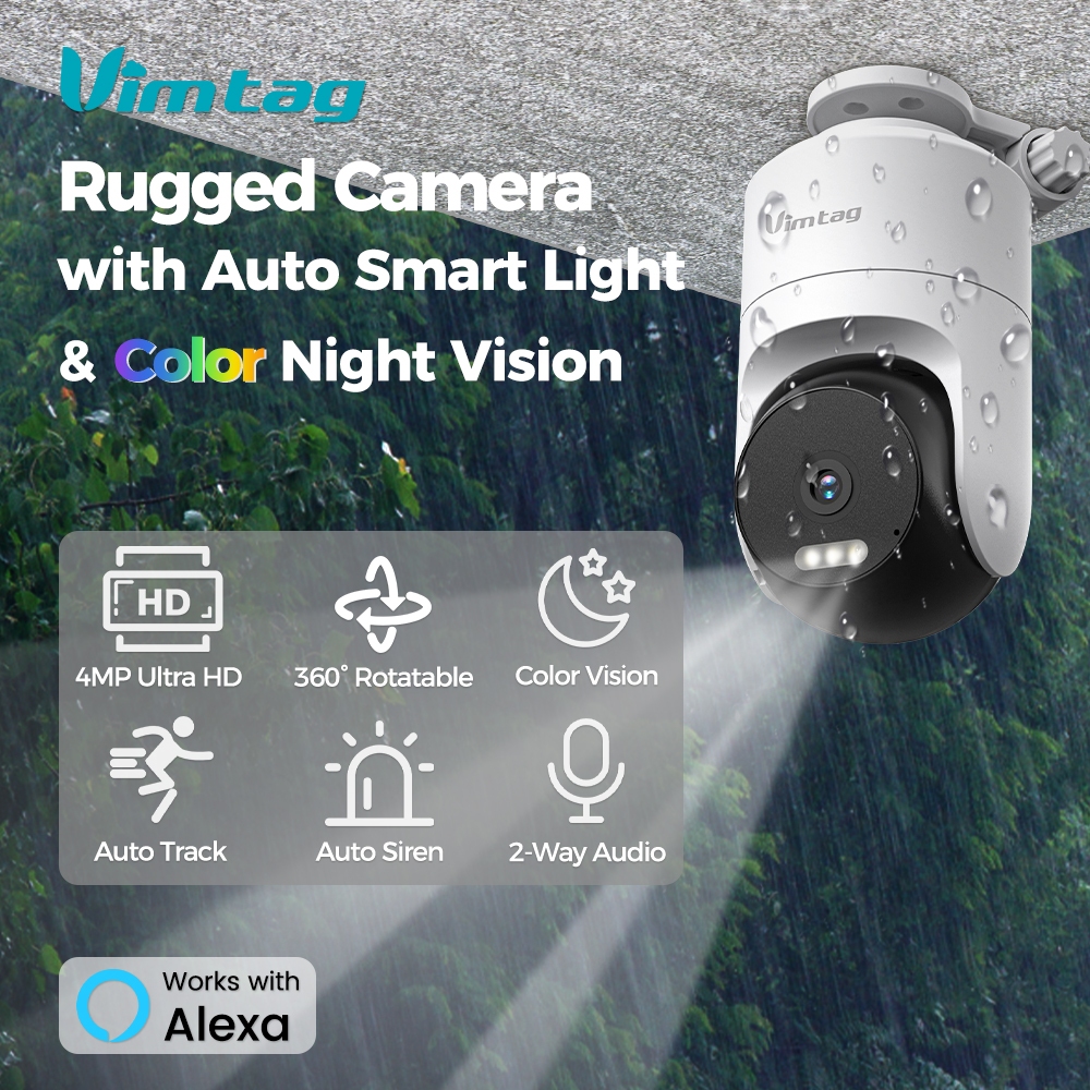 Outdoor CCTV Camera WIFI VIMTAG IP Camera 4MP 360 Auto Track Color ...