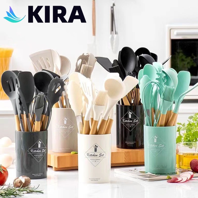 KIRA Silicone Kitchen Utensils Set Spatula For Non Stick Pan ...