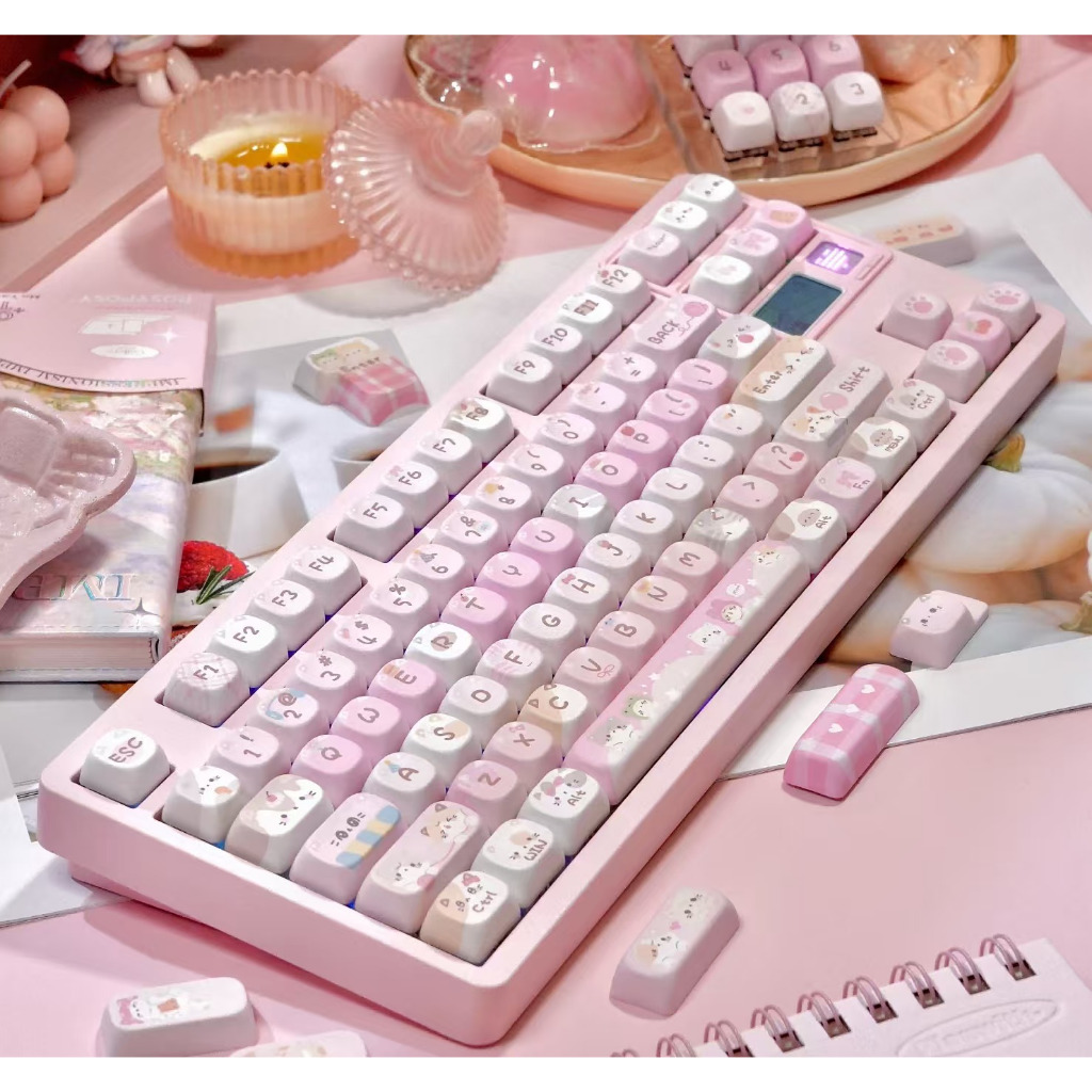 Meow Meow Team Keycaps 126/141 Keys MOA//MAO/Cherry Height PBT Material ...