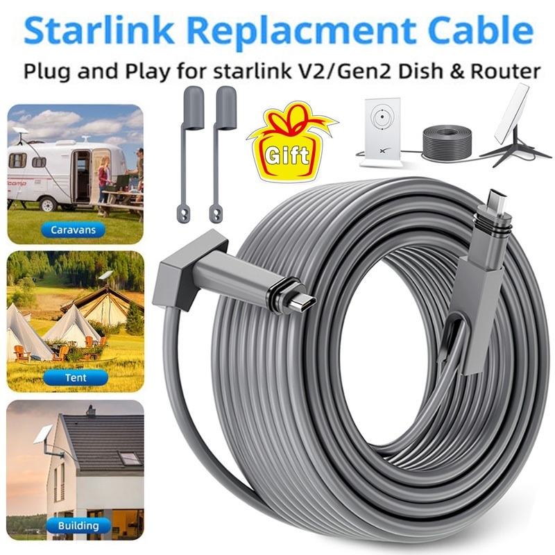 HdoorLink Starlink Cable 150FT For Starlink Rectangular Satellite V2 ...