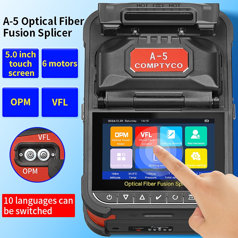 A-5 Red New 6 Motor Touch Screen Edition Fiber Optic Fusion Splicer ...