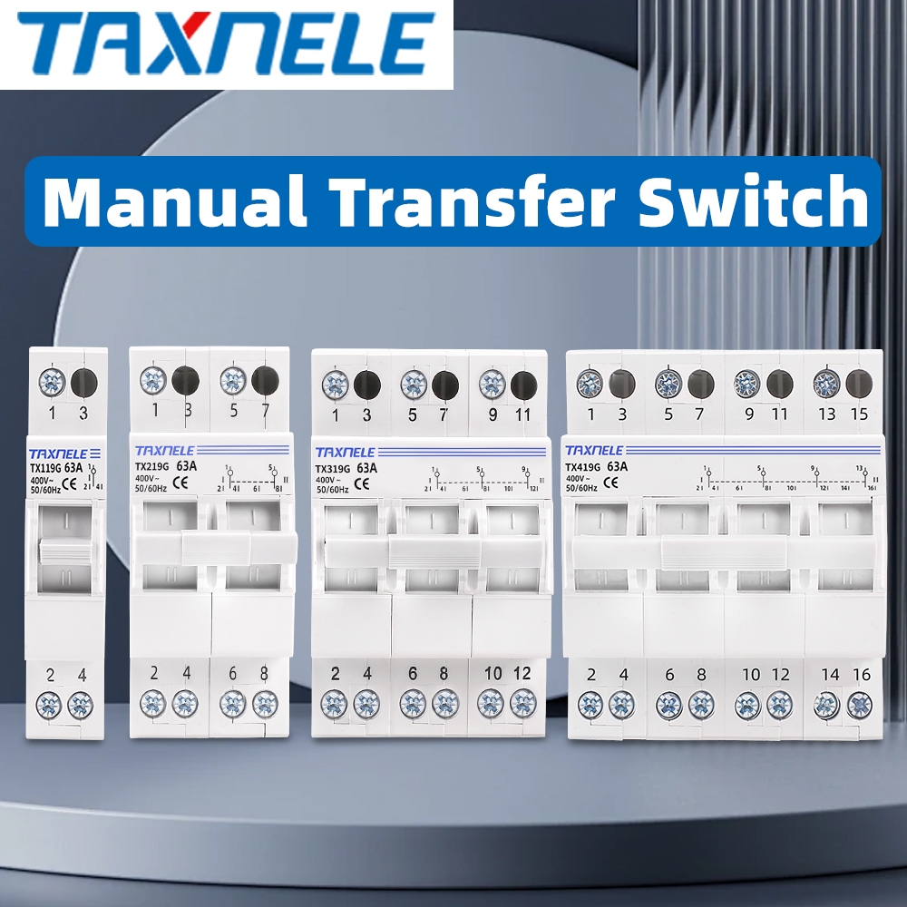 TAXNELE 1P 2P 3P 4P 40A 63A MTS Dual Power Manual Transfer Din Rail Isolating Discounnecting ...
