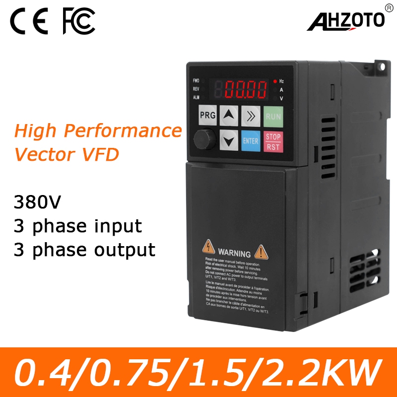 VFD 380V 0.4KW 0.75KW 1.5KW 2.2KW Motor Speed Controller Adjustable ...