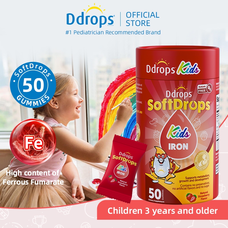 Ddrops Softdrops Kids Iron Gummies – Strawberry, Individually Packed ...