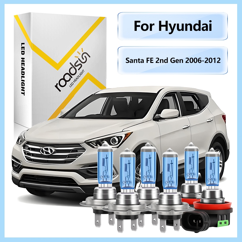 【Fit For Hyundai Santa FE 2nd Gen 2006-2012】Super White Car Headlight ...