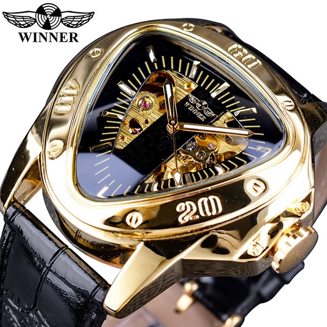 WINNER watch mechanical automatic men's triangular dial luminous hands ...