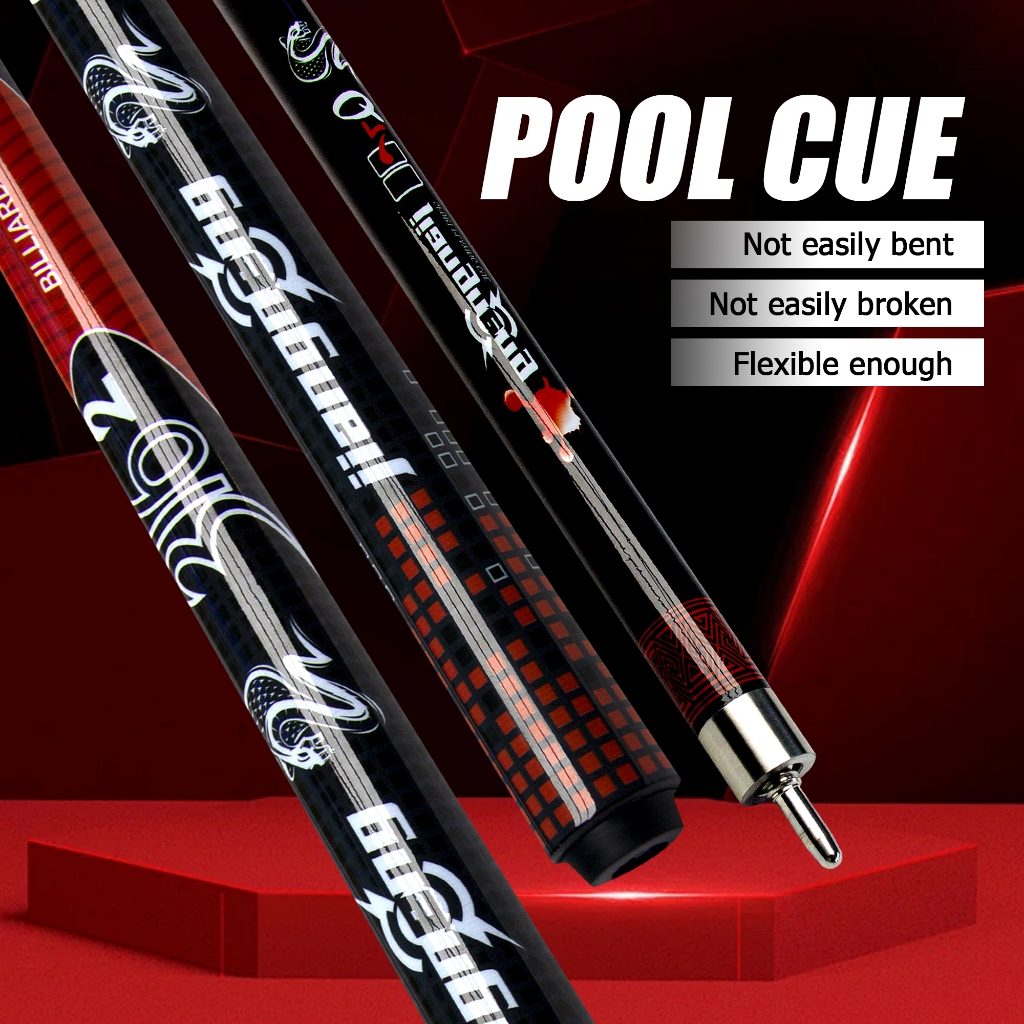 Professional American Billiards Cue - Black Technology Composite Carbon Cue Stick with Red Viper ...
