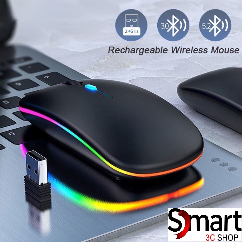Portable Rechargeable Mouse Wireless Silent LED Backlit Mice USB ...