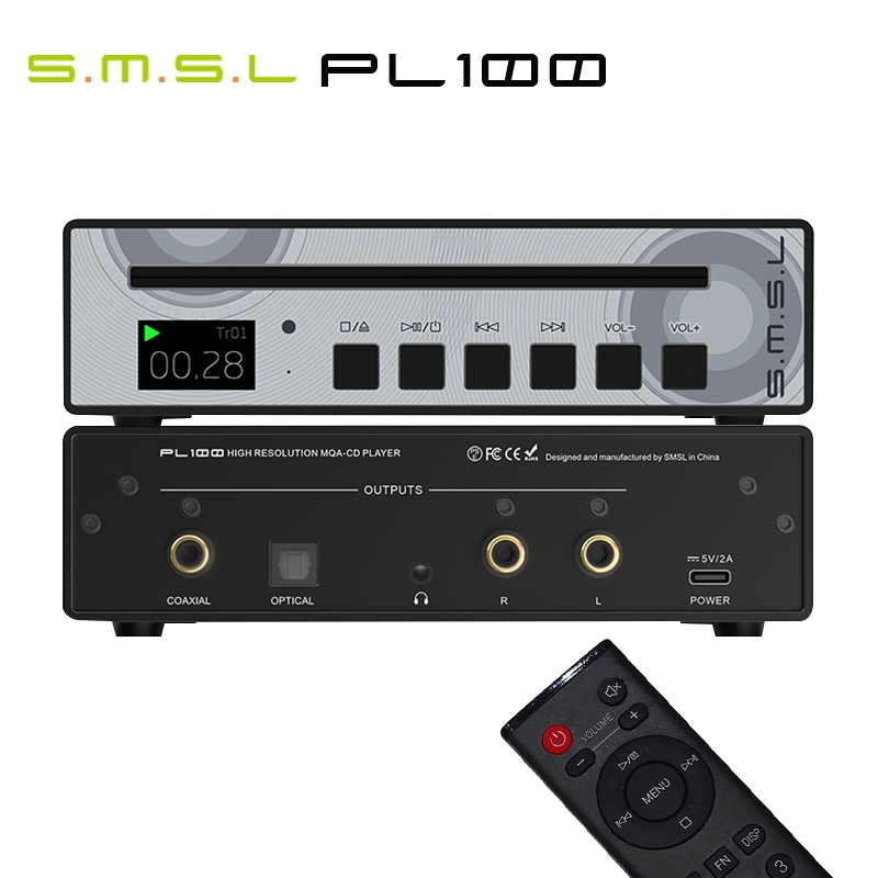 SMSL PL100 CD Player CS43131 Desktop Decoder Optical Coaxial 3.5mm ...