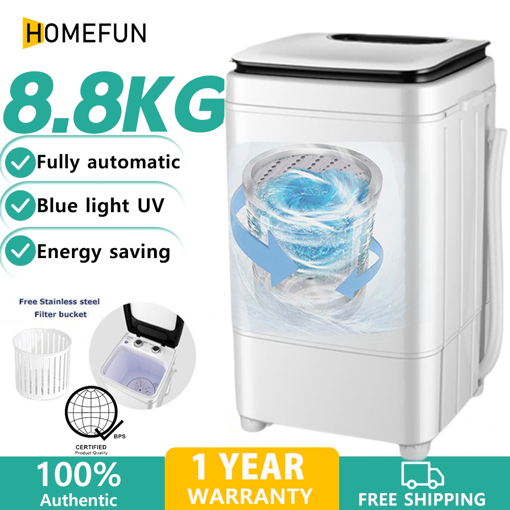 HOMEFUN 8KG Washing Machine Top Load Fully Automatic Washing Machine ...