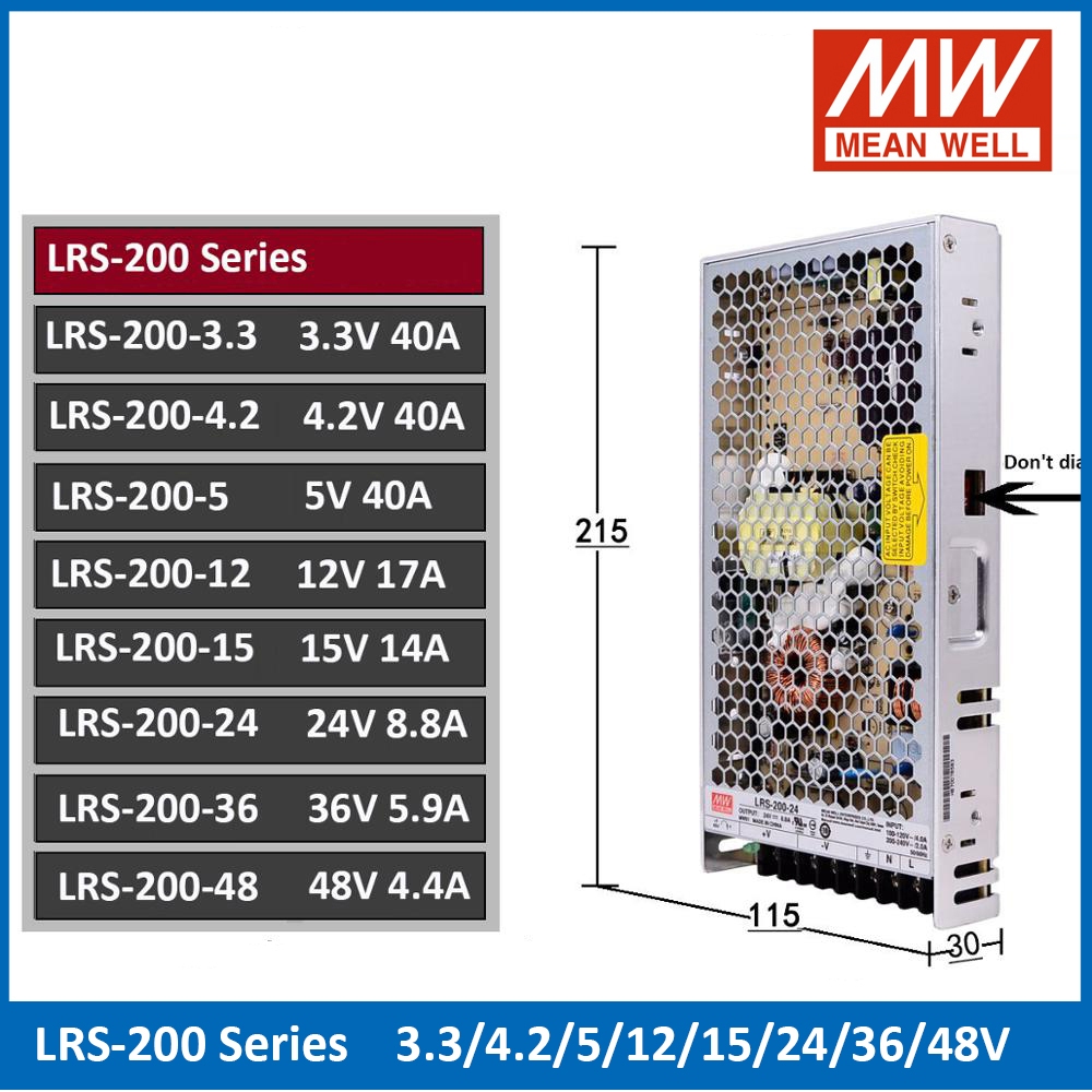 MEAN WELL 100%-NEW LRS-200-24 LRS-200-12 LRS-200-15 LRS-200-36 LRS-200 ...