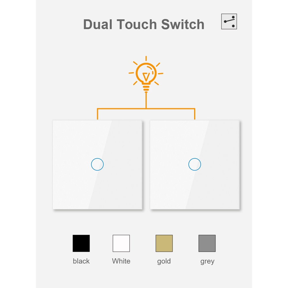 Double-touch Switch 2 Way Stair Switch EU No Neutral Wire Glass Panel ...