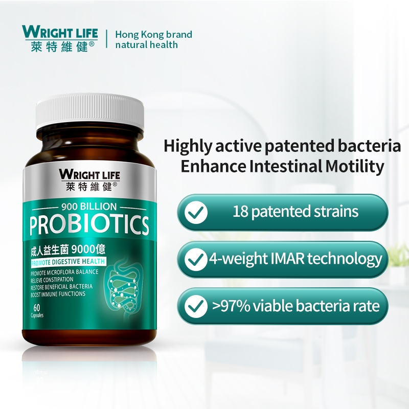 WRIGHT LIFE Probiotics 900 Billion Cfu 60 Capsules Probiotic 18 Strains ...