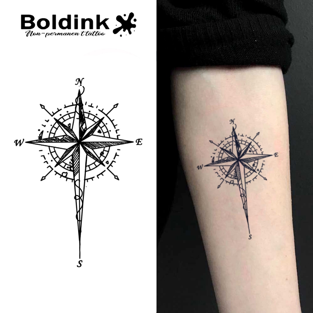 Compass Temporary Tattoo,NEW Technology Magic,Waterproof Long Lasting 2 ...